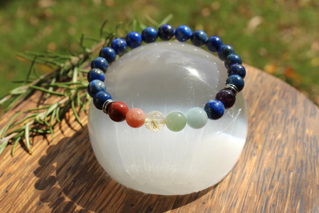 Bracelet Lapis Lazuli 7 chakras 8mm • BULLES & COCON